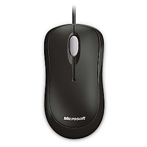 Microsoft Basic Optical Mouse - Black. Comfortable, Right/Left Hand Use, Ergonomic Design, Wired USB Mouse, for PC/Laptop/Desktop