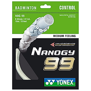 YONEX Badminton String Nanogy99, Medium Feeling, White