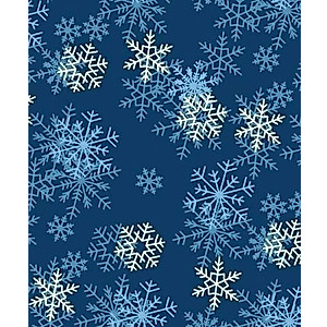Fleece Blizzard Dark Blue Snow Fleece Fabric Print by The Yard o22359-3b