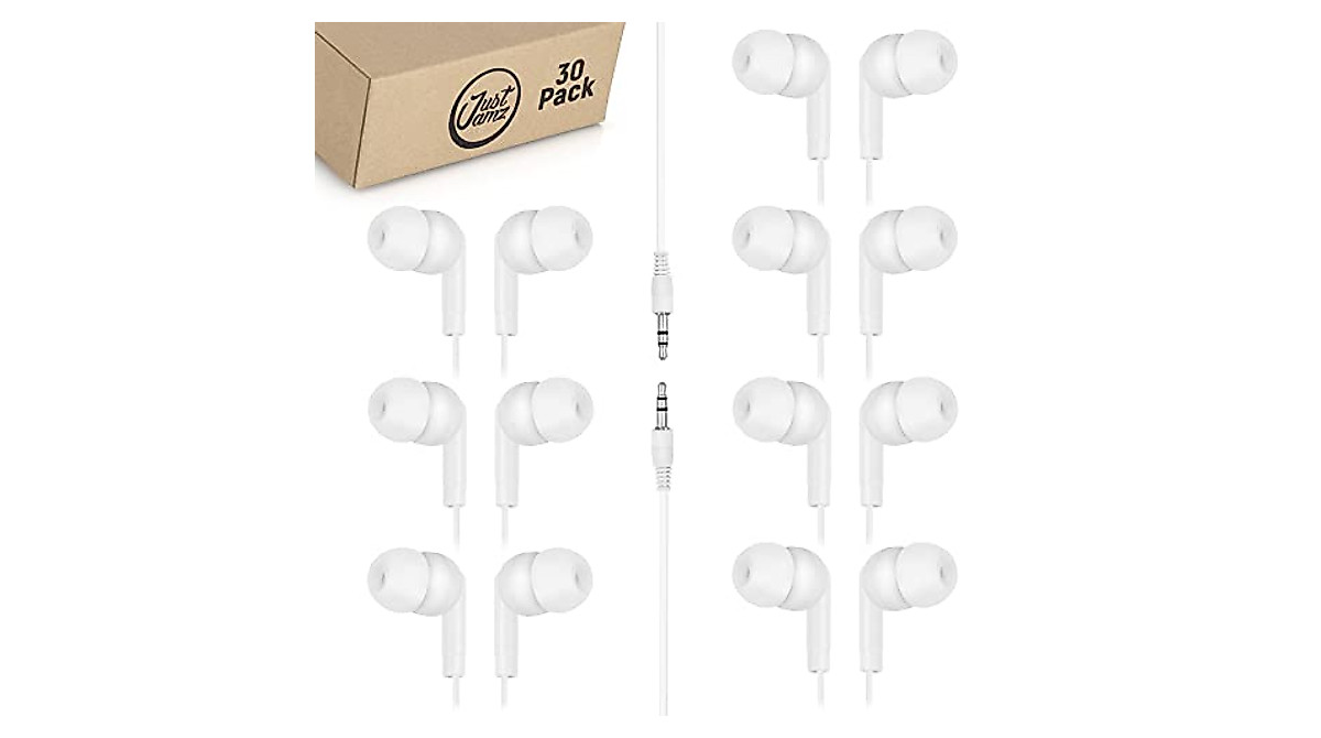 Bulk Earbuds 30 Pack | Disposable Earphones for Schools
