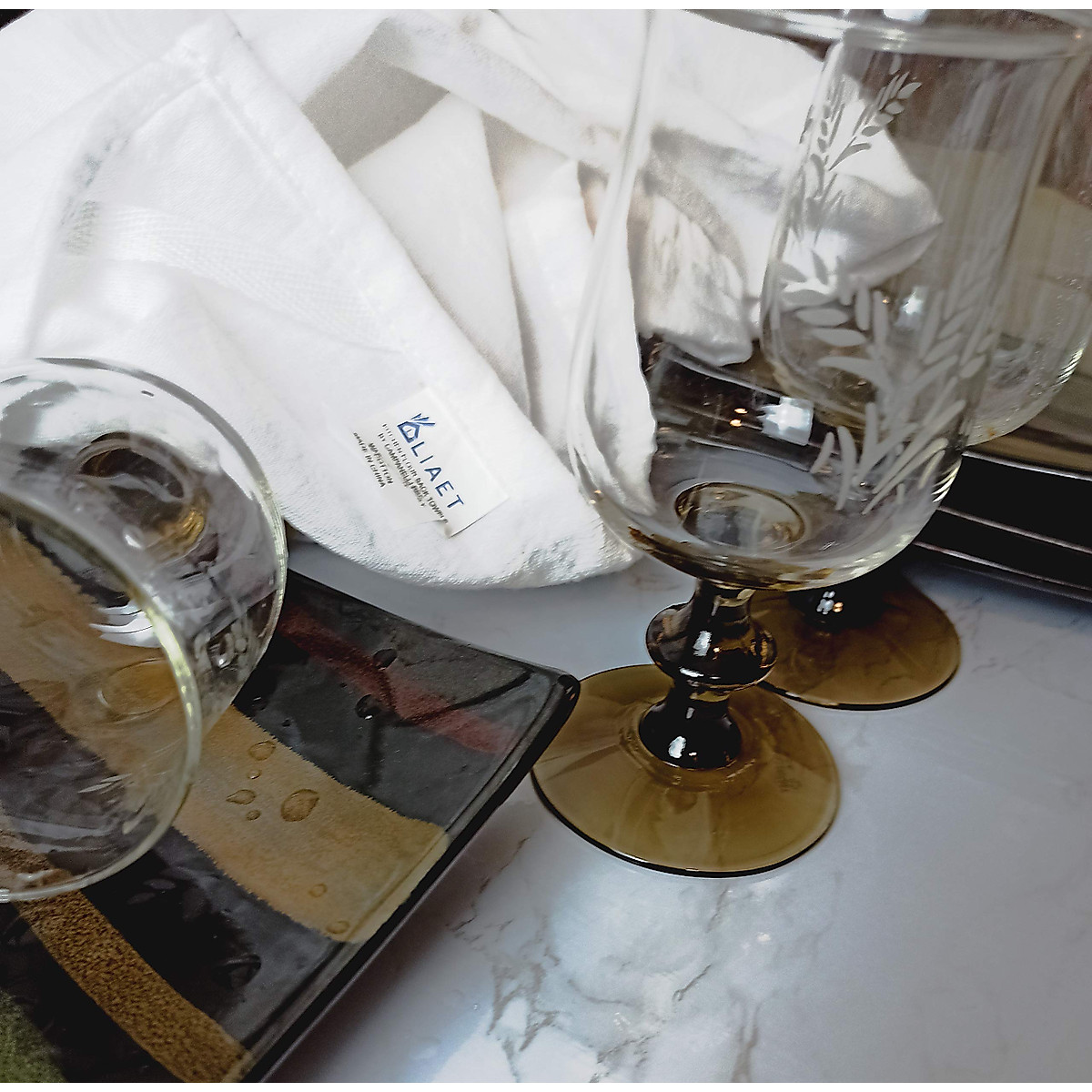 LIAET Flour Sack Kitchen Towels, Dish Towels,6 Pack 100% Cotton Towels 28' X 28'. Highly Absorbent, Hand Towels. Tea Towels, Kitchen Towels,with Hanging Loop.(6)