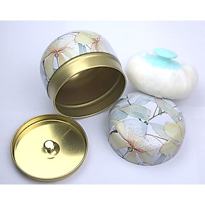 Topwon Powder Case with Powder Puff for Body Powder Container Dusting Powder Case for Baby&Mom (Gloden Flower)