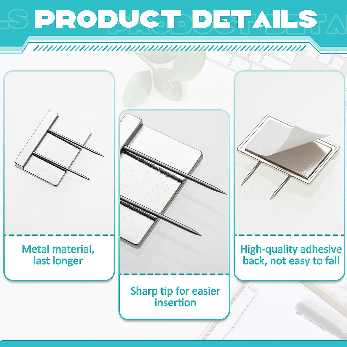 Amylove 20 Pcs Silver Cubicle Pins Partition Long Push Pins Fabric Clips Cubicle Name Plate Holders for Office Furniture Corkboard Fabric Mounting