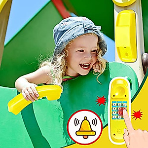 Playground Accessories Backyard Pirate Plastic Ship Playset Plastic Playground Equipment Set with Ship Wheel, Telescope, Safety Handlestoy Phone for Outdoor Playhouse Treehouse Playset(Yellow, Green)