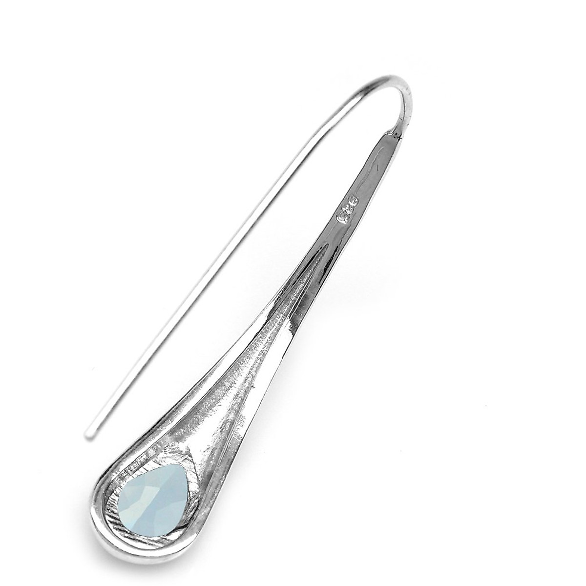 Silvershake 1.04ct. Genuine Blue Aquamarine White Gold Plated 925 Sterling Silver Modern Style Hook Earrings