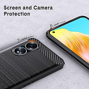 Natbok Compatible with Oppo A58 4G Case, Flexible TPU [Brushed Texture] [Anti-Slip] Shockproof Military Protection Bumper Phone Case,Slim Case Cover for Oppo A58 4G,Black