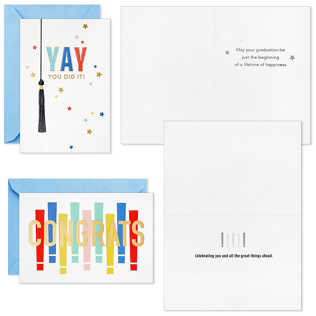 Hallmark Graduation Cards Bulk Assortment, Colorful Congrats (36 Cards and Envelopes, 6 Designs)