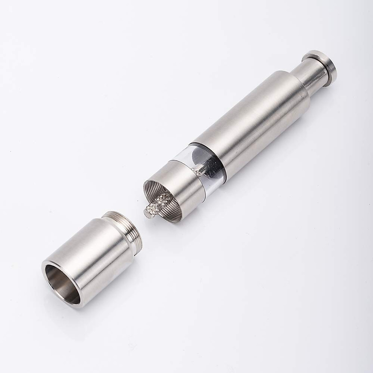 MINI Stainless-Steel One-Handed Thumb Push Button Salt and Pepper Grinder For Black Pepper Or Himalayan Salt(One pack)