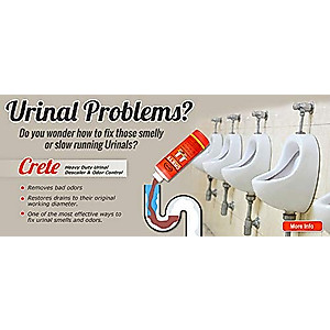 Crete (16 oz Bottle) Professional Urinal Descaler & Deodorizer. Restores urinal drains to their original working diameter, resolving slow-running issues and eliminating the source of odors.