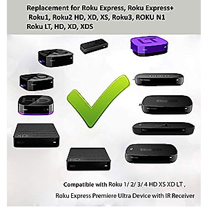 Remote Control Replaced for Roku 1 2 3 4 HD LT XS XD Roku Express 3900R Premiere 4620XB 4210XB 3900R 2500R 2700R 2450XB w/Channel Shortcut Buttons, NOT Support for Any Roku Stick or Roku TV