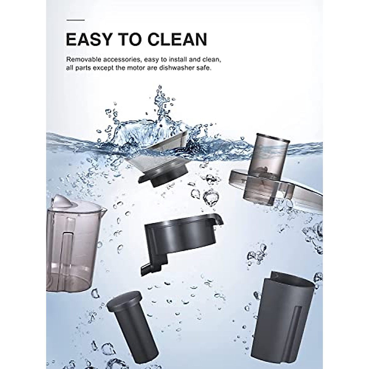 Juicer Machine, 500W Centrifugal Juicer Extractor with Wide Mouth 3” Feed Chute for Fruit Vegetable, Easy to Clean, Stainless Steel, BPA-free, by QCen (Black)