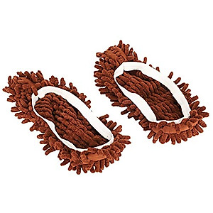 Mop Slippers Shoes Cover, 10Pcs Chenille Mop Slippers Multifunction Floor Cleaning Shoes Dust Cleaner Accessory(Tan)