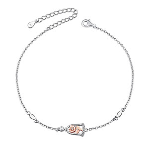 JXJL Friendship Bracelets for Women - 925 Sterling Silver Rose Flower Bracelet Jewelry Birthday Xmas Gifts for Wife Mom Daughter (6)