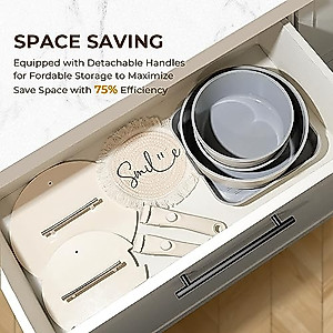 Pots and Pans Set with Removable Handle - 12 Pcs Nonstick Ceramic Cookware Set with Lids, Non Toxic Cookware Set, RV Cookware Set,Camping Cookingset, PTFE & PFOA Free,Oven Safe,Space Saving-Cream