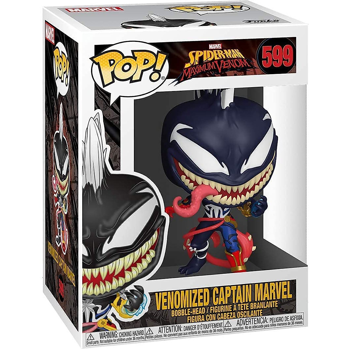 POP Marvel: Venom - Venomized Captain Marvel Funko Pop! Vinyl Figure (Bundled with Compatible Pop Box Protector Case), Multicolored, 3.75 inches
