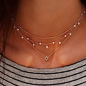 BERYUAN Gold Sun Star Necklace for Women Teens Trendy Necklaces Teen Necklaces for Girls Trendy