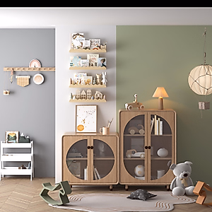 Kids' Bookshelf Set of 4 - Wood Floating Nursery Book Shelves, Picture Ledge Shelf for Wall Decor and Storage - Perfect for Books, Toys, Photo Frames, and Nursery Décor