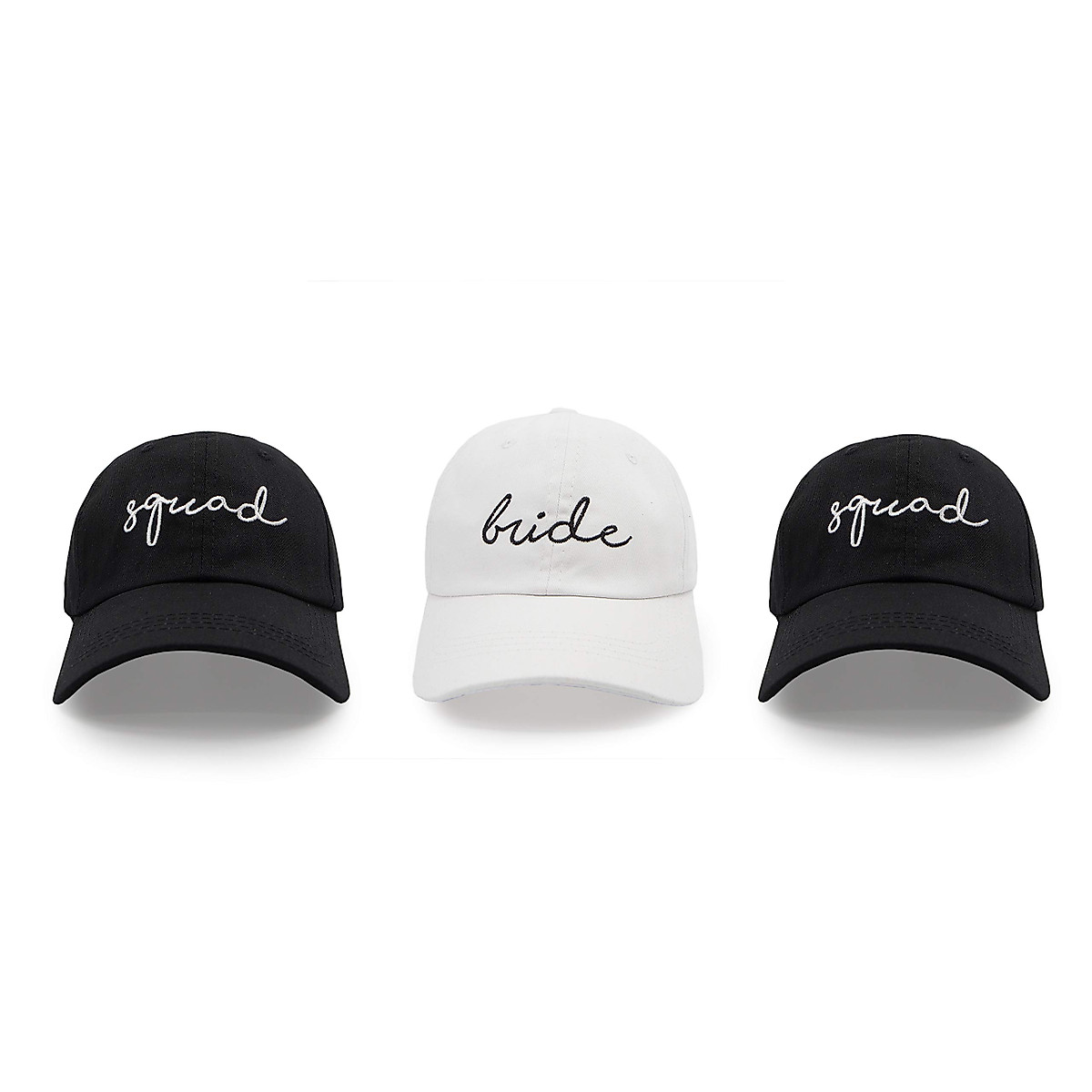 Erying Bride Squad Baby Bachelorette Party Hats, 6 Pack Perfect Bride Bachelorette Hats for The Bride Squad Baseball Trucker Hats (Black)