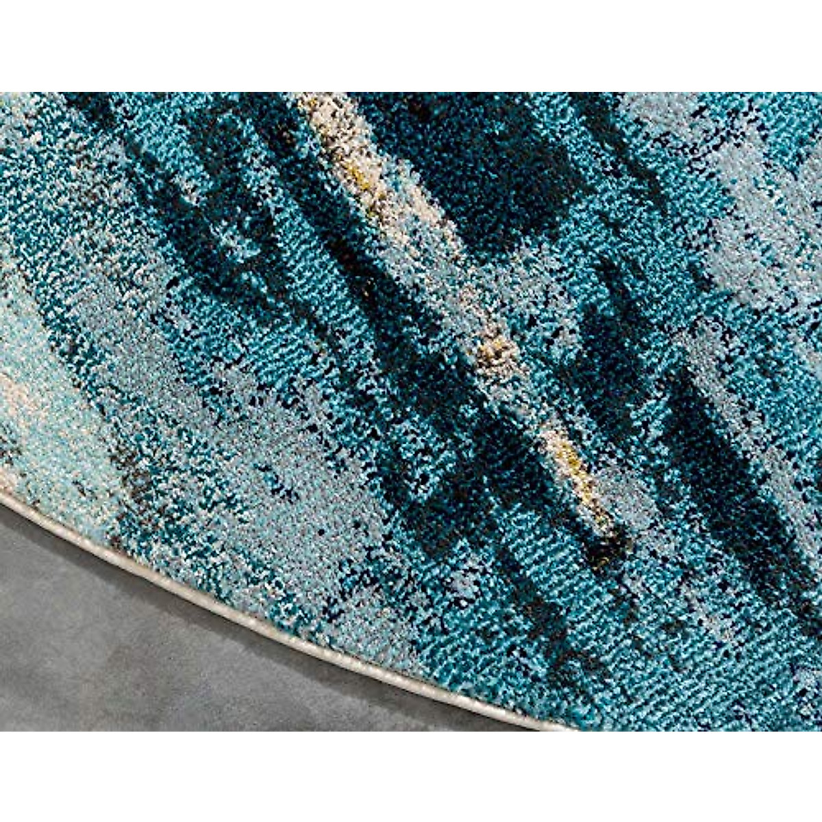 Unique Loom Chromatic Collection Modern & Vibrant Abstract Area Rug For Any Home Décor (6' 0 x 6' 0 Round, Light Blue/Beige)