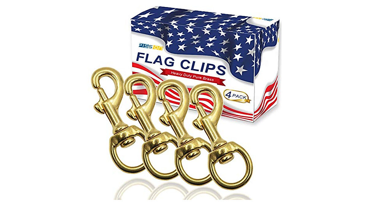 PISSION Heavy Duty Brass Flag Clips - 4 Pack Snaps