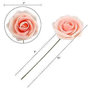 DerBlue 60pcs Artificial Roses Flowers Real Looking Fake Roses Artificial Foam Roses Decoration DIY for Wedding,Arrangements Party Home Decorations