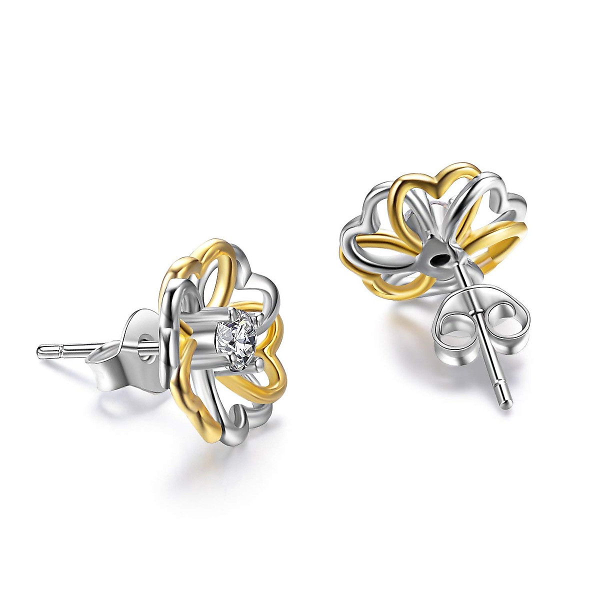 AOBOCO Sterling Silver Stud Earrings for Women, Crystals from Swarovski, My Little Garden of Love and Hope Series, Hypoallergenic Anniversary Birthday Jewelry Gifts for Lovely Ladies