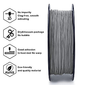 ZIRO TPU Filament 1.75mm,Flexible TPU Filament 1.75mm,3D Printer Filament 1.75mm TPU Flexible Filament 0.8KG Spool, Dimensional Accuracy +/- 0.05mm,Gray