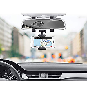 Merkury Innovations Rearview Mirror Car Mount Grip Clip for Universal Smartphones, Multimedia Devices, GPS Units, Fits 3.5'-5.5' Screens, 270° Swivel, Rubberized Clips, iPhone/iPod, Samsung Galaxy