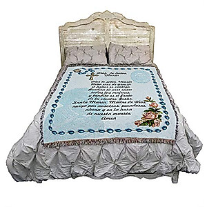 Pure Country Weavers Hail Mary Prayer with Rosary Beads Blanket Spanish - Ave Maria - Religious Gift Tapestry Throw Woven from Cotton - Made in The USA (72x54)