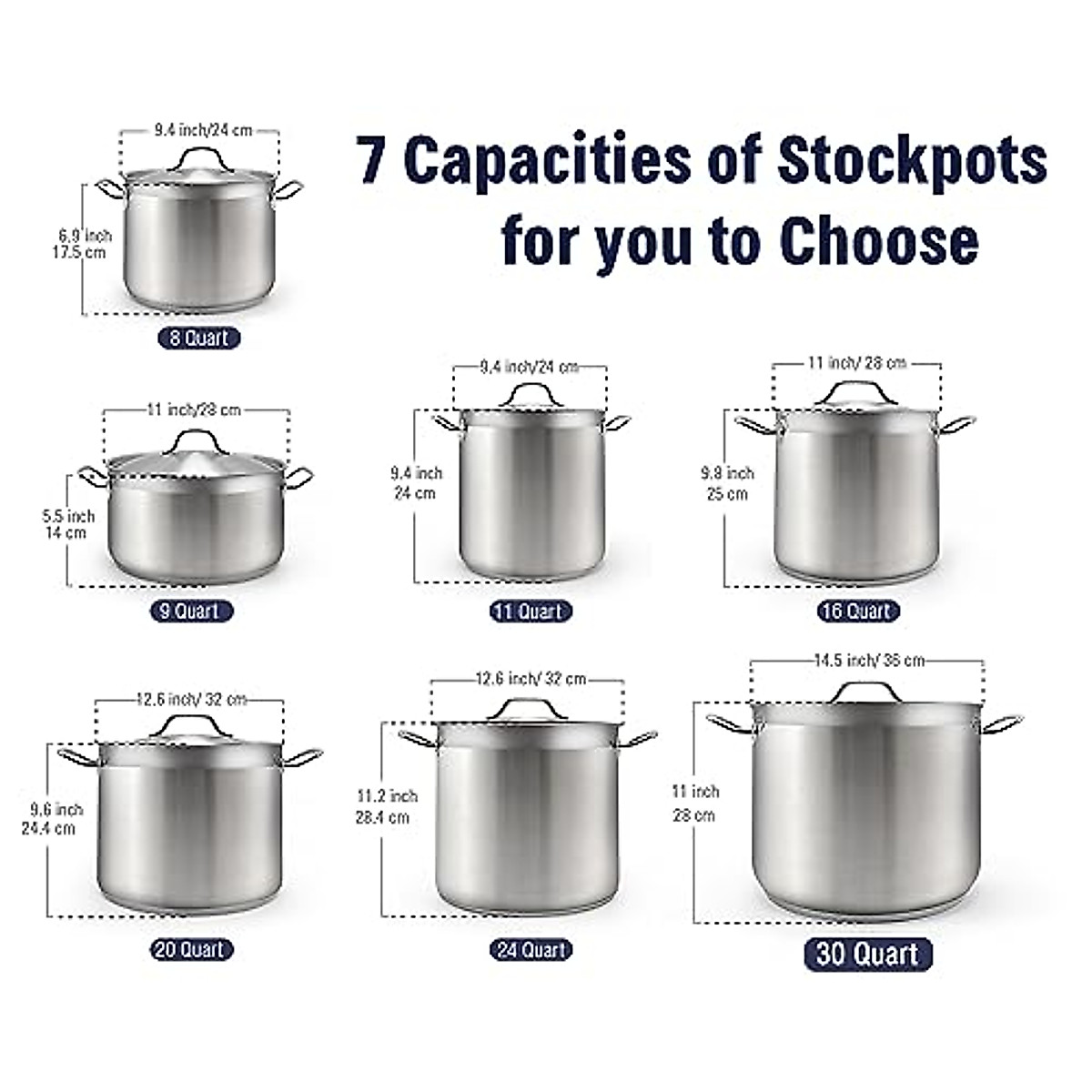 Cooks Standard 02616 Professional Grade Lid 30 Quart Stainless Steel Stockpot, Silver