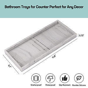 Sancagy 11.8IN Rectangular Vanity Tray, Silicone Bathroom Tray for Counter, Toilet Tank & Kitchen Sink - Small Trays, Soap & Perfume & Jewelry & Candle & Key Vanity Tray