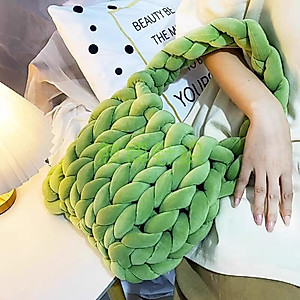 Velvet Chunky Bulky Giant Arm Knitting Yarn - Super Soft Tubular Weight Jumbo Yarn for DIY Crochet Hand Knitting Blanket, Pet Bed, Rugs, Pillow, Handbag (2.2LB - Green)