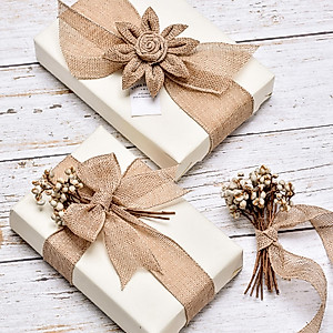 Ribest Burlap Natural Wired Ribbon, 1 1/2 inch 10 Yard, Jute Ribbon for Decoration Bows Craft Gift Wrapping Wreath Sewing