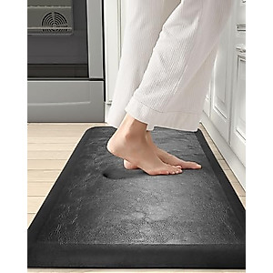 DEXI Kitchen Mat Cushioned Anti Fatigue Small Comfort Floor Runner Rug for Sink Standing Desk Office,3/4 Inch Thick Cushion 17"x24" Black