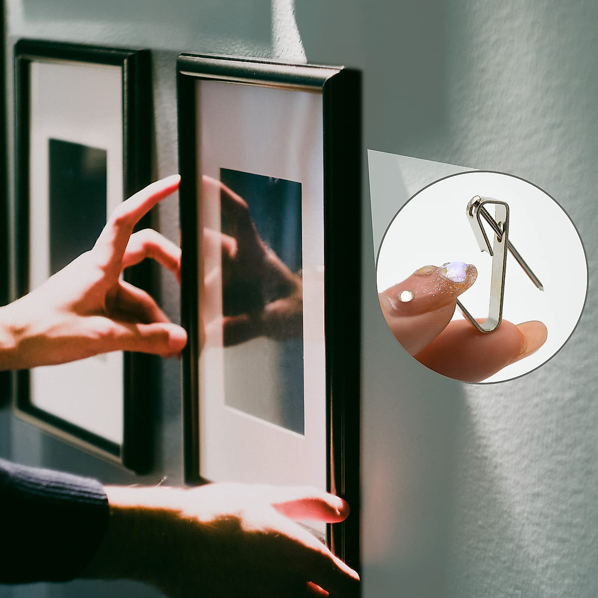 136Pcs Picture Hangers, 5 Sizes Hanging Kits Including 10/20/30/50/100lb Hooks, Sorted With Nails for Drywall Wooden Wall in Handy Storage Case (Silver)