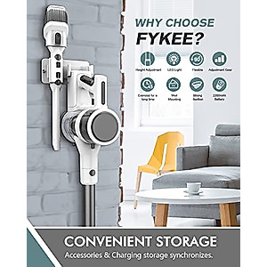 Fykee Cordless Vacuum Cleaner, 80,000 PRM Vacuum Cleaner with 2200 mAh Battery and 2 Adjustable Model, Rotated LED Brush Head Detachable Stick Vacuum up to 35 Mins Runtime