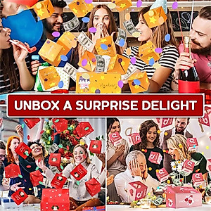 ZSJGGBOY Merry Christmas Surprise Gift Boxes, Joyjoyset, Joy Joy Snow Folding Pop-Up Explosion Gift Box, Surprise Gift Box Explosion for Money Christmas (Red+Green)