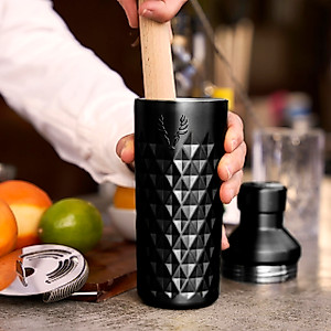 Viski Paragon Insulated Cocktail Tumbler, Insulated Highball Glasses Stainless Steel Highball Glasses with Ceramic Coating 16oz Black Set of 1