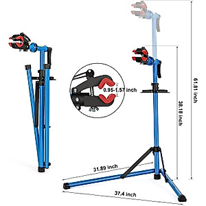 yoyomax Bike Repair Stand-Bike Repair Stand, bike stand repair w/Welded Clamp Head, Max 55 lb, Quick Release Devices, Ideal for two driven bicycles, fat bikes, e-bikes , Blue