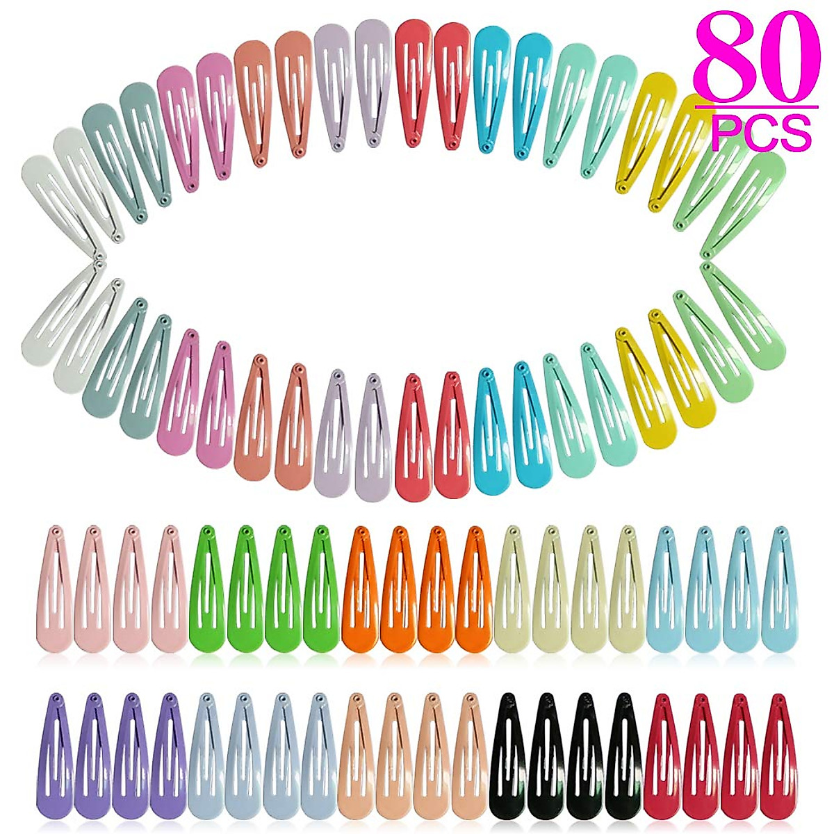 JIARON 80PCS Hair Clips, 2 Inch Non-Slip Metal Hair Barrettes for Girls, Kids, Baby and Women. (20 Colors)