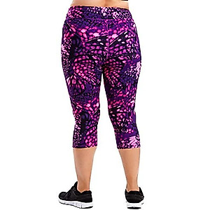 Just My Size Women's Plus Size Active Stretch Capri, Wingspan Plum Dream, 4X