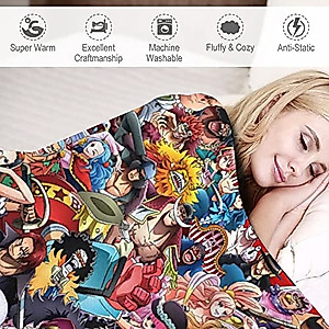 Japanese Anime Cartoon Throw Blanket Flannel Soft Cozy Warm Lightweight Blanket for Home Bedding Living Room Kids Adults 80"x60"