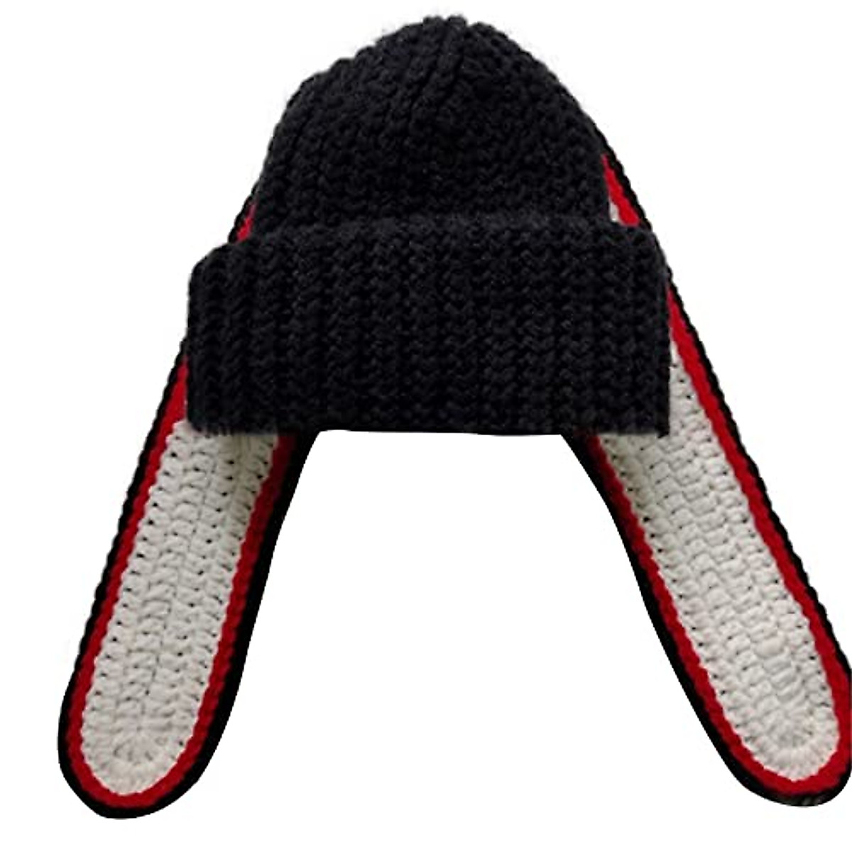 Peiiwdc Hat,Knitted Hat for Children Adult Windproof Foldable Winter Hat Cartoon Ear Shape Keep Warm Windproof Cycling Hat Jujube Red