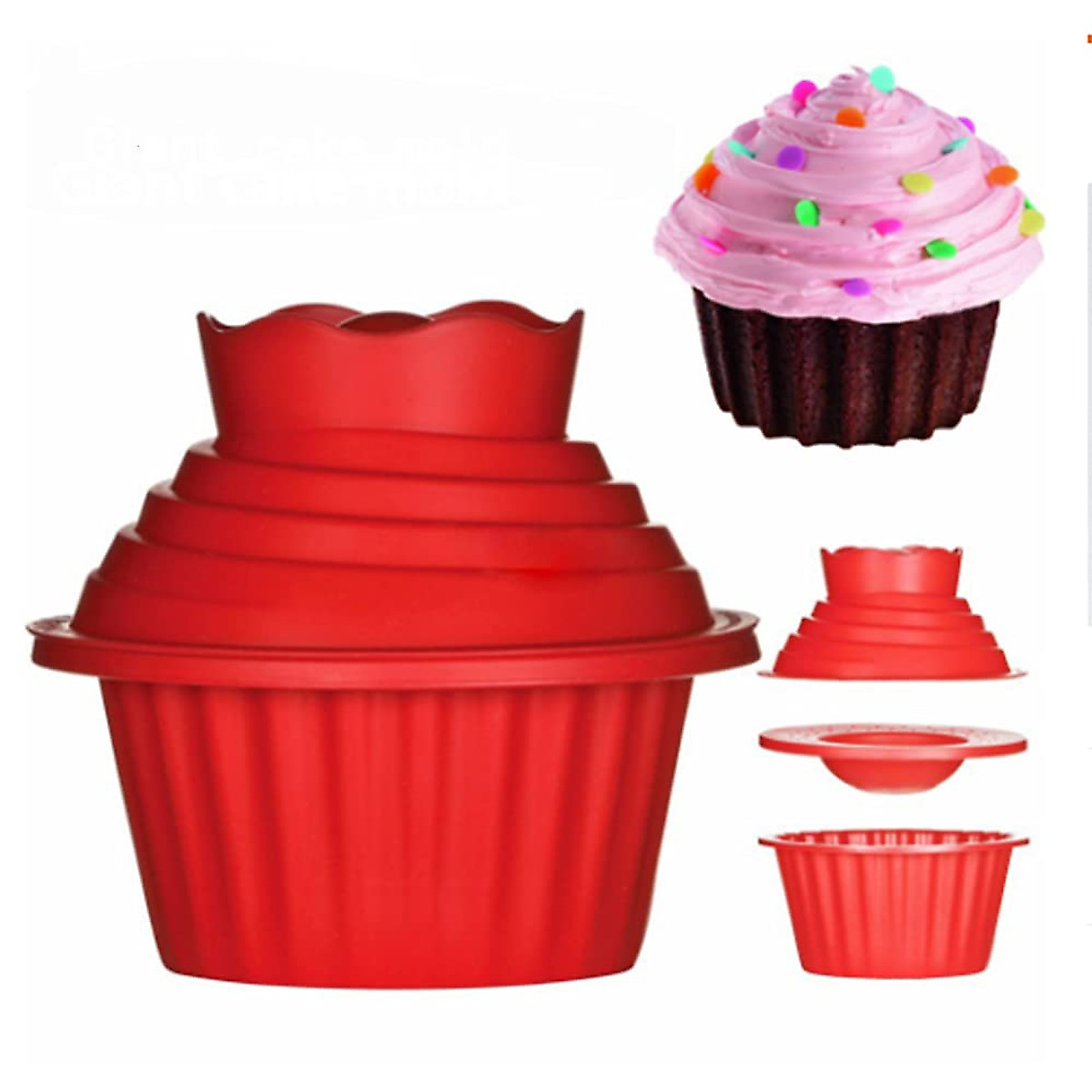 JYNHOOR Giant Cupcake Molds,Dishwasher Safe Big Top Silicone Cupcake Molds,Non-Stick Jumbo Caupcake Bake sets for Easy Cake Decorating and DIY Bake tools(3 pack)