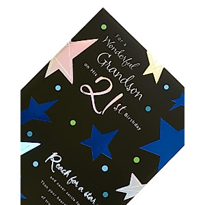 UK Greetings 21st Birthday Card for Grandson - Lovely Design, 149mm x 229mm