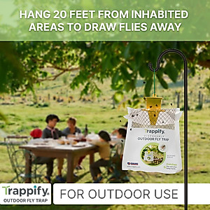 Trappify Fly Trap Bag Pre-Baited Disposable: Outdoor Hanging Wasp Traps, Fly Swatter, Fly Catcher, Waterproof, Attracts Various Flies (4 Pack)