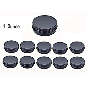 Aluminum Metal Tin 1oz/30ml,Black Aluminum Tins Round Tin Cans Containers with Screw Top Lid (10)