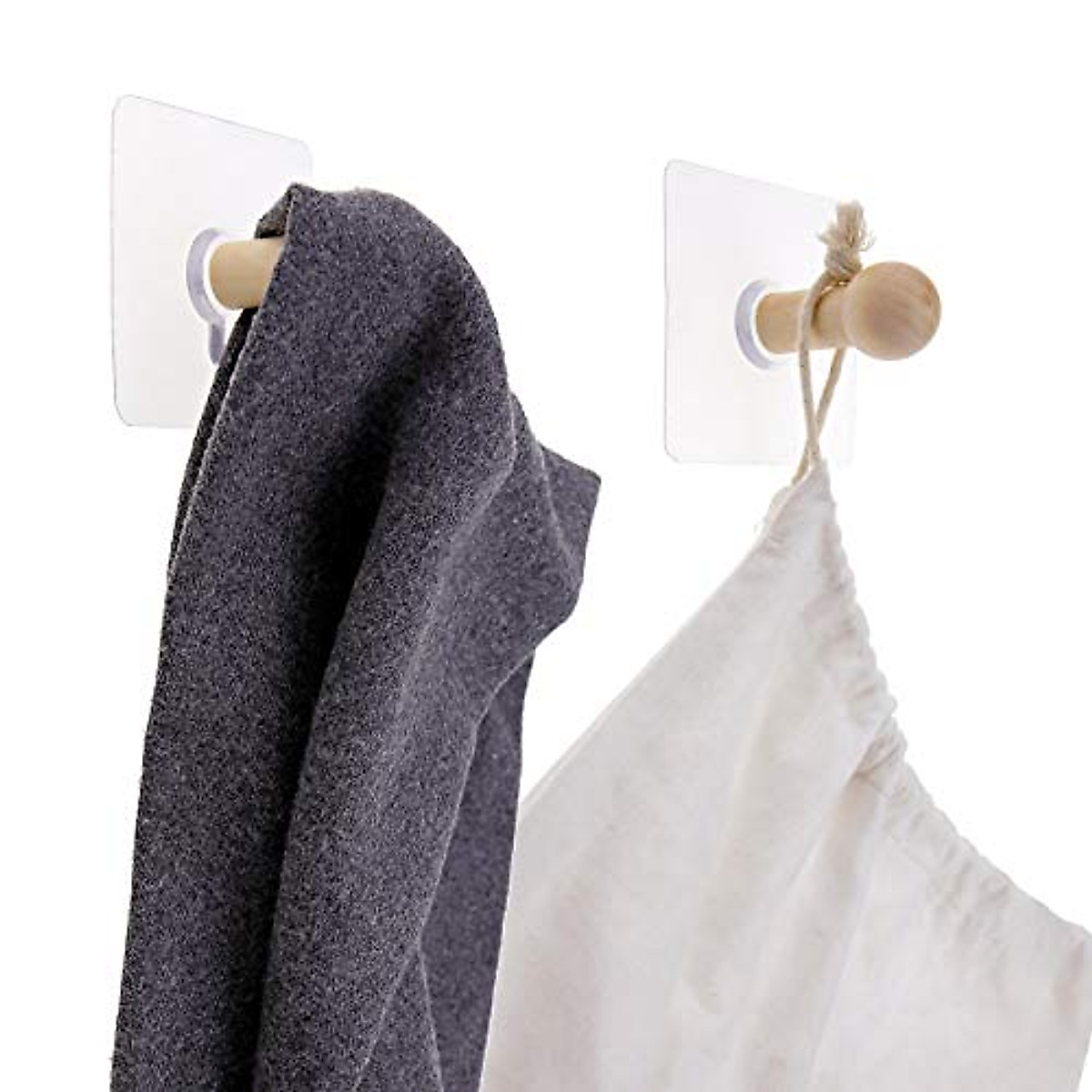 Creative-Idea 10 Pack Adhesive Hooks Wooden Hat Hooks Storage Wall Mounted Coat Hanging Hook Towel Keys Door Wardrobe Closet Kitchen Bathroom