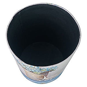 DreamsEden Vintage Leather Trash Can - Retro Waste Toillet Paper Bin Basket for Bathroom Bedroom Office (Beach House)