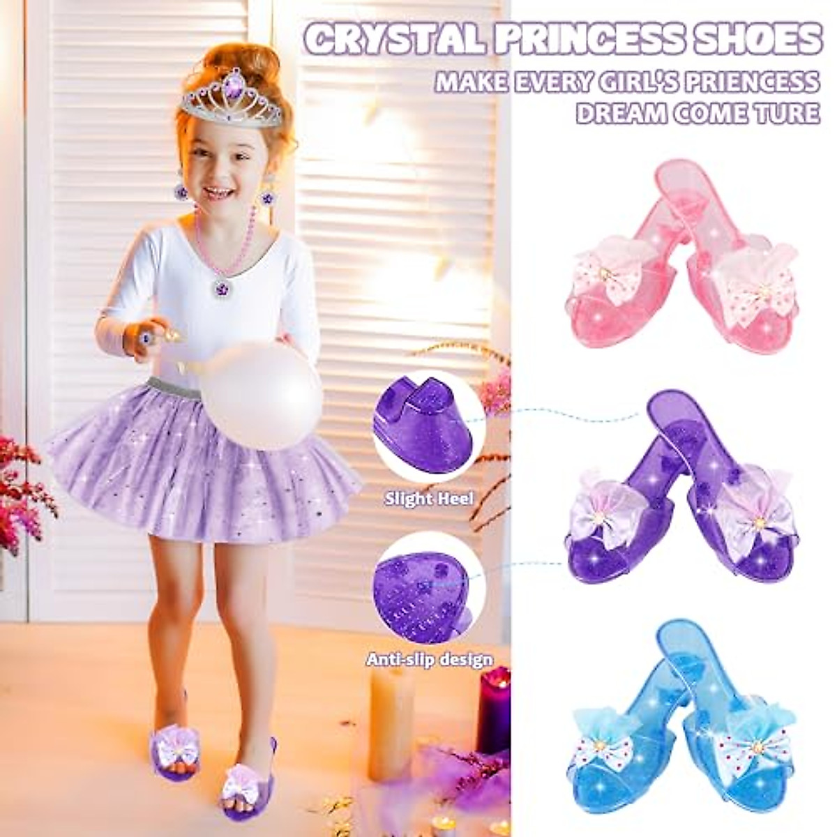 LJZJ Princess Dress Up Toys & Jewelry Boutique, Girls Role Play Gift for 3-6 Year old Girl Toddler ​B-day Party Favors (Blue)